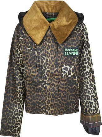 Barbour Femme, Vestes, Brun, Taille: 34 FR Anorak Wax&eacute; Imprim&eacute; L&eacute;opard