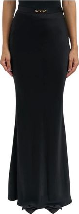 Elisabetta Franchi Femme, Jupes, Noir, Taille: 38 FR Maxi Jupe avec Ourlet Trompette