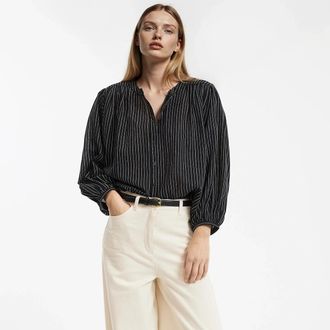 La Redoute Collections Chemise Ray&eacute;e Col Mao Manches 3/4