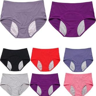 Generic Culotte taille haute en maille pour femme - Culotte en coton doux post-partum - Culotte menstruelle pour femme, 2 pi&egrave;ces C., 3XL