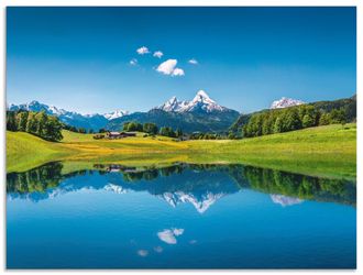 Artland ARTland Wanddeko Wandbild Alu Verbundplatte f&uuml;r Innen & Outdoor Bild 80x60 cm Landschaften Berge Fotografie Blau Landschaft in den Alpen T9QB