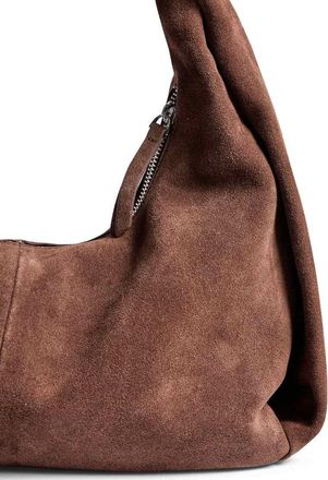 NA-KD Sac en daim avec rabat - Marron fonc&eacute;