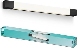 Philips Rover LED Spiegelleuchte quadratisch, ideal geeignet für das Badezimmer, 10 W, 1500 lm, 2700 K, Schwarz, IP44, wasserfest