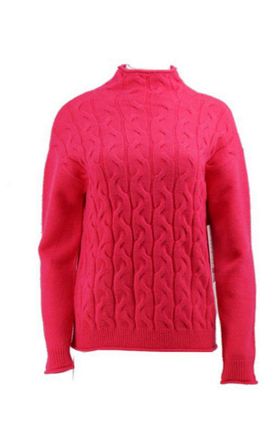 Passioni Strickpullover mit hohem Kragen und Zopfmuster