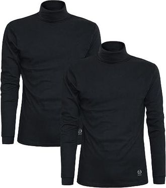 Sergio Tacchini Pull à col roulé pour Hommes Chaud Coton, Lot de 2 Noir XXL