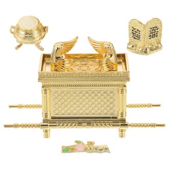 Artibetter Metallische Religi&ouml;se Statue Bundeslade mit Vergoldetem St&auml;nder Kleine J&uuml;dische Skulptur als Wohnraum Dekoration und Glaubenssymbol