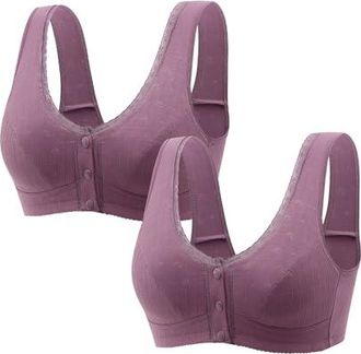 Generic Haut sexy en dentelle avec boutons-pression &agrave; lavant pour personnes &acirc;g&eacute;es, sans armatures, dos de beaut&eacute;, couverture compl&egrave;te, confortable, soutien-go