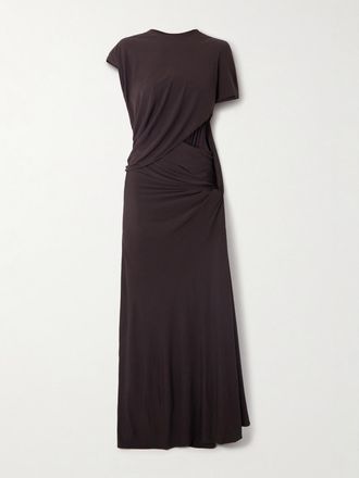 CHRISTOPHER ESBER Twisted Lever Maxikleid Aus Jersey Mit Cut-outs Und Raffungen - Metallic
