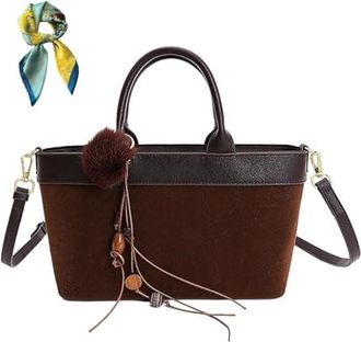 Generic Leopard Print Brown Shoulder Tote Bag,Women Commute Underarm Suede Purse,Vintage Trendy Fall Crossbody Bags Handbag (Coffee)