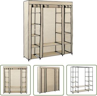 vidaXL Vidaxl - Stoffschrank mit F&auml;chern Kleiderstangen Creme 150x45x176cm