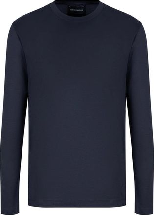 Emporio Armani Homme, Tops, Bleu, Taille: L T-shirt &agrave; manches longues essentiel en jersey de lyocell et coton &agrave; coupe r&eacute;guli&egrave;re
