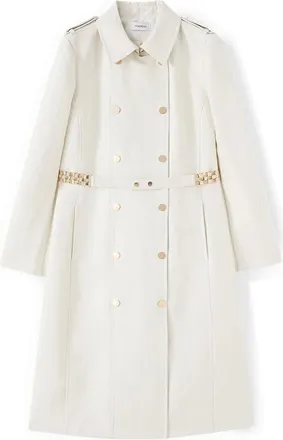 Motivi Femme, Manteaux, Blanc, Taille: 36 FR Trench-coat crois&eacute; &agrave; d&eacute;tails militaires