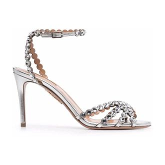 Aquazzura Femme, Chaussures, Gris, Taille: 41 EU Sandales &agrave; Brides Orn&eacute;es de Cristaux