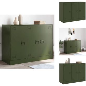 vidaXL Vidaxl - Buffet vert olive 99x39x73 cm acier - Buffet - Meuble De Rangement - Armoire - Commode - Mobilier