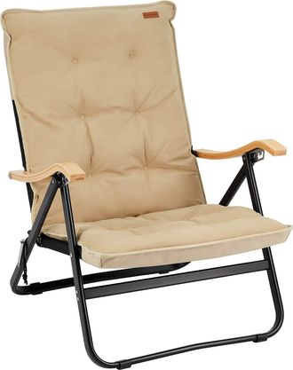 KingCamp Lounge Chair Hayden Deluxe Polster Camping Stuhl XL Niedrig Holz 150 kg