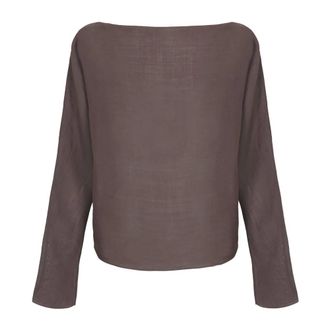 Cortana Poona- Top aus Ramie Braun Lila- - - Blouses & Shirts - Damen - Braun - XL