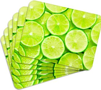 MG Design Set aus 6 Kork-Platzsets - Fresh Lime - 30 x 40 cm - hitzebeständig & abwischbar, mit Korkrückseite