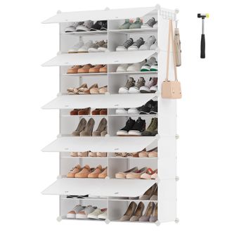 Songmics Schuhregal, Schuhschrank, f&uuml;r Garderobe und Eingangsbereich, anpassbar, 10 F&auml;cher, f&uuml;r bis zu 40 Paar Schuhe, wolkenwei&szlig; LPC035W02