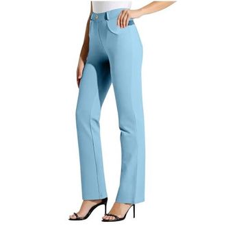 Generic Pantalon habillé pour femme - Pantalon de travail décontracté - Pantalon de yoga pour femme - Pantalon de bureau extensible et léger avec poches, bleu