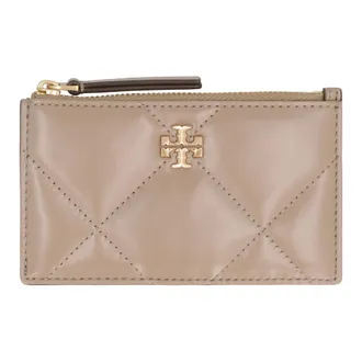 Tory Burch Femme, Accessoires, Beige, Taille: ONE Size Porte-cartes matelass&eacute; en cuir avec poche &agrave; monnaie