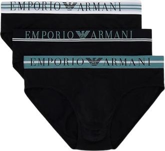 Emporio Armani Homme, Sous-v&ecirc;tements, Noir, Taille: M Lot de 3 slips &agrave; ceinture mixte
