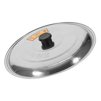 Cabilock Pfannendeckel Aus Edelstahl 40cm Mit Hitzebest&auml;ndigem Griff Universeller Metalldeckel F&uuml;r Bratpfannen Und Haushaltsanwendungen