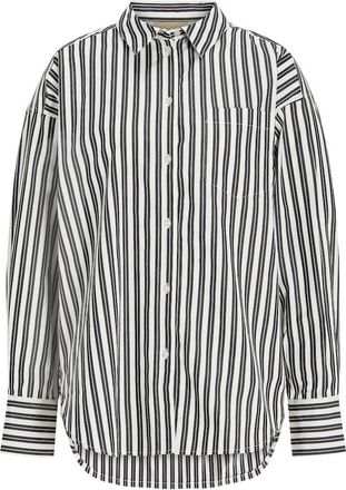 Jack & Jones Damen JXJAMIE LS Relaxed POPLIN Shirt WVN NOOS Hemd, Black/Stripes:EA, X-Large