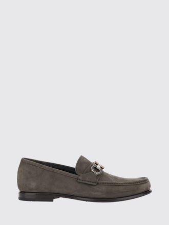Ferragamo Mocassins Penny en cuir nubuck avec logo Gancini m&eacute;tallique