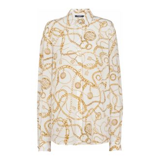 Balmain Seidenhemd mit Cha&icirc;nes-Print - - Blouses & Shirts - Damen - Gelb - S
