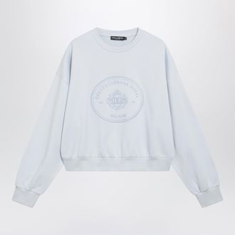 Dolce & Gabbana Sweatshirt mit Doppelstickerei aus Baumwolle, hellblau