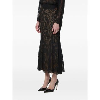 Self Portrait Floral Lace Mermaid Skirt - Black