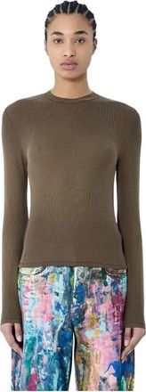 Acne Studios Femme, Tops, Brun, Taille: 42 FR T-shirt à col rond côtelé