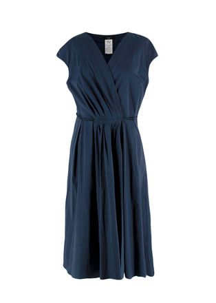 Max Mara Weekend Navy Pleated Midi Dress Size XL