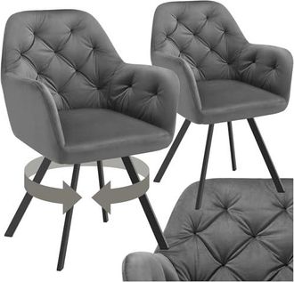TecTake Lot de 2 Chaise pivotante de Salle &agrave; Manger Moderne Fauteuil salon Chaise Ergonomique Rembourr&eacute;e Confortable Chaise Design Meuble salon pour Salle &agrave; m