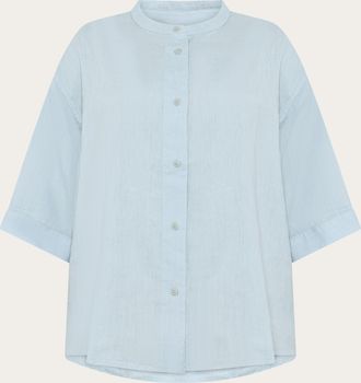 Knowledge Cotton Apparel Damen vegan Hemd Leinen Skyway Blau