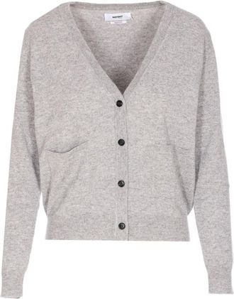 Not Shy Geknöpfter Cardigan mit aufgesetzten Taschen - Grau