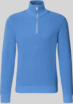 Mc Neal Slim Fit Strickpullover aus reiner Baumwolle mit Troyer-Kragen
