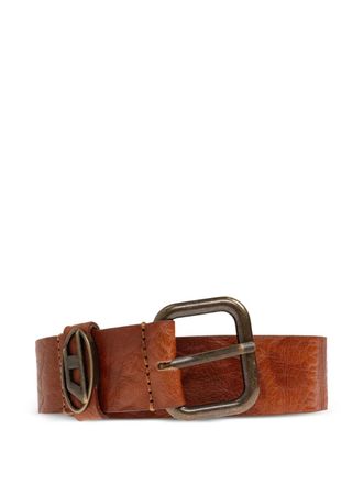Diesel ova-logo leather belt - Braun