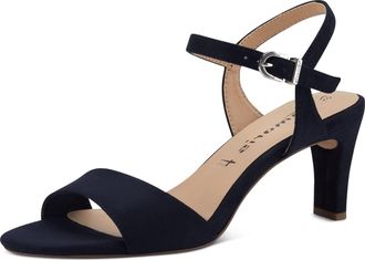 Tamaris Damen Sandalen mit Absatz Textil Vegan Stilettoabsatz Sommer; NAVY/blau; 39