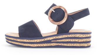 Gabor Keilsandalette GABOR, Damen, Gr. 37, blau (dunkelblau), Nubukleder, Schuhe, Sommerschuh, Sandale, Keilabsatz, mit gro&szlig;er Zierschnalle