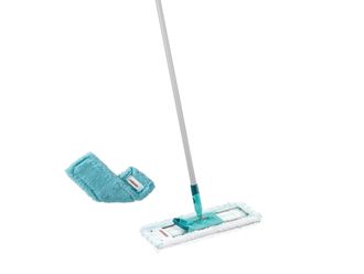 Leifheit Bodenwischer Profi XL mit 2 Wischbezügen, 1x Mikrofaser Bezug für alle glatten Böden und 1x elektrostatisches Staubtuch, Stahlstiel 140cm, Mopp mit 42