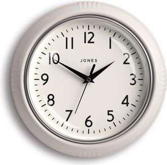 Jones Clocks Ketchup wanduhr | Runde Retro Diner Uhr | 25cm | Sehr hellgrau | Ideal für küche, Wohnzimmer, büro oder Schlafzimmer | Leicht ablesbare Zahlen
