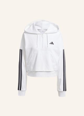 adidas Essentials 3-Streifen French Terry Quarter-Zip Hoodie weiss