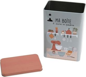 Amadeus CD150859 Zuckerdose aus Metall mit Aufdruck, Rostfreies