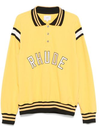 Rhude polo &agrave; logo brod&eacute; - Jaune