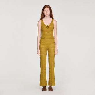 Sandro Top en maille pointelle &agrave; fleur