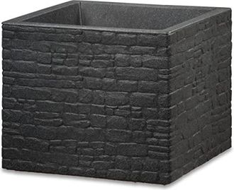 Scheurich Muretto 40, Pflanzgefäß/Blumentopf/Pflanzkübel, viereckig, Farbe: Stony Black, hergestellt mit recyceltem Kunststoff, 10 Jahre Garantie, für den Außen