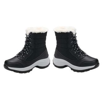 BESPORTBLE Bottes de Neige DHiver pour Femmes &agrave; Lacets Doublure en Fausse Fourrure Chaude Tige -Haute Noire Taille 38 Semelle Antid&eacute;rapante en Caoutchouc Solide 