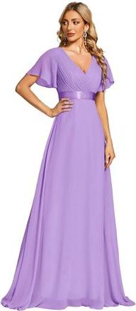 Ever-pretty Robe de soirée en Double V-col et Manches Courtes Voilet Clair 42