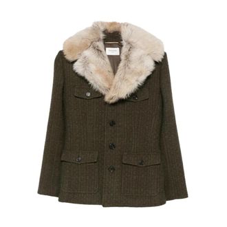 Saint Laurent Veste Base Ve09 Tweed Relief 3185 - - Jackets - Damen - Gr&uuml;n - S